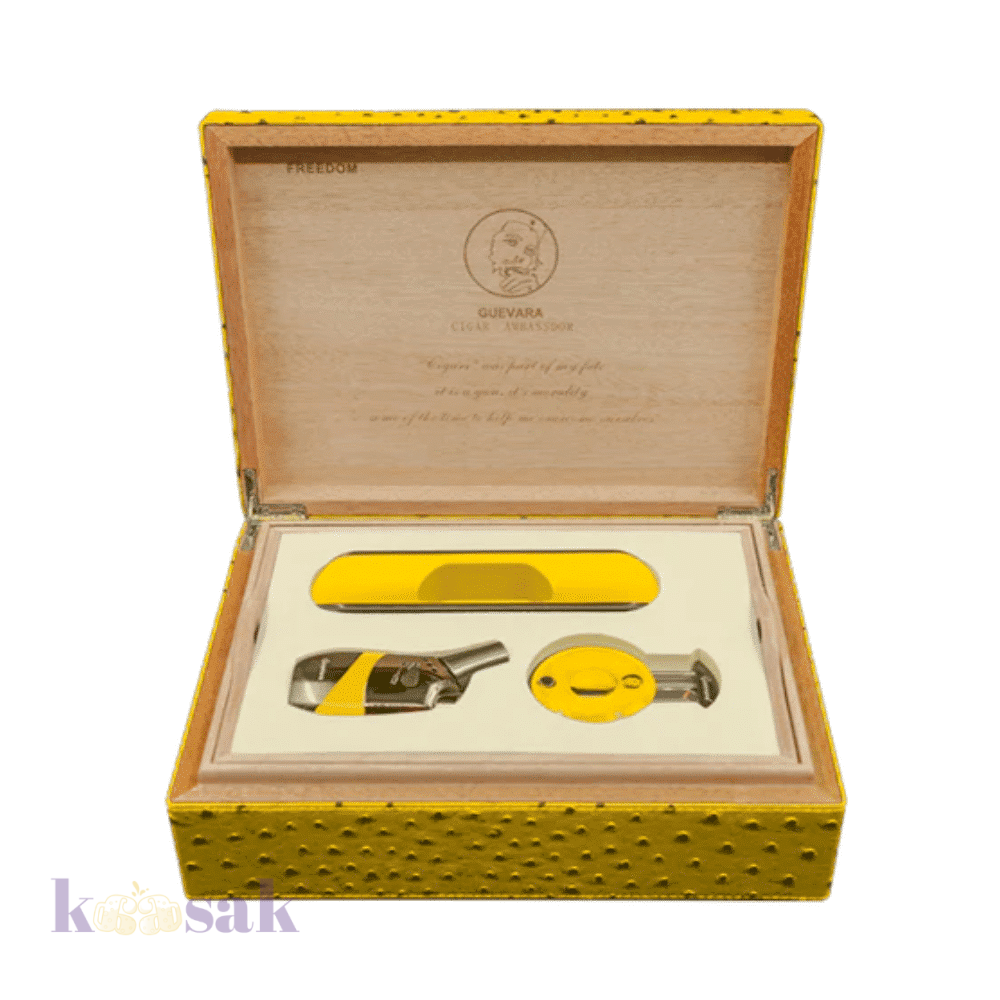 Guevara Display Humidor - Yellow Leather - kaasak